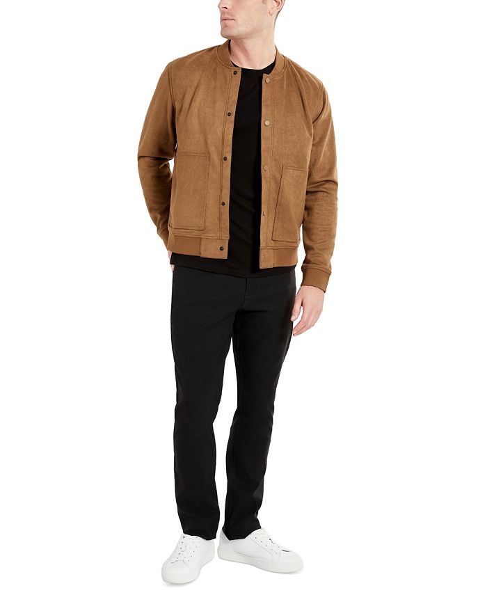 Kenneth Cole Men's Faux-Suede Snap-Front Bomber Jacket - Macy's