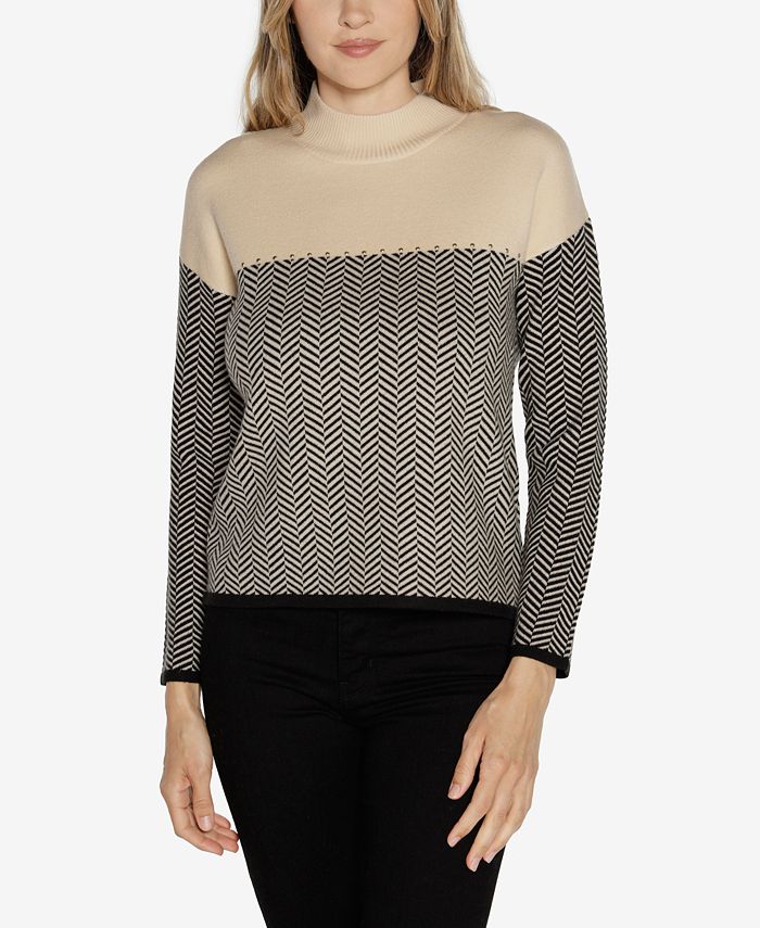 Belldini Women's Embellished Colorblock Sweater - Macy's