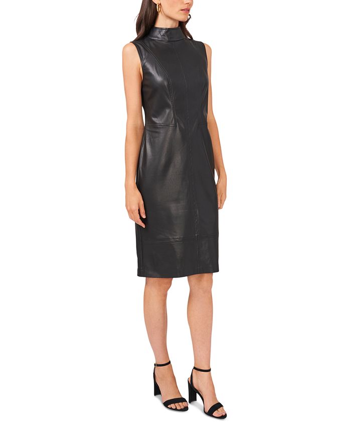 MSK Women's Faux-Leather Princess Seam Dress - Macy's
