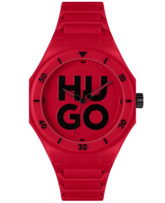 HUGO BOSS Men's Grail Quartz Red Silicone Watch 42mm - Macy's
