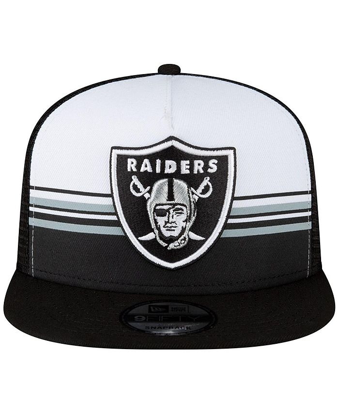 New Era Men's White, Black Las Vegas Raiders Striped A-Frame 9FIFTY ...