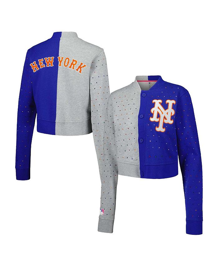Terez Women's Gray, Royal New York Mets Cropped Button-Up Cardigan - Macy's