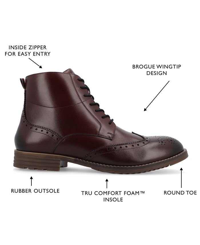 Thomas & Vine Men's Edison Tru Comfort Foam Wingtip Ankle Boots - Macy's