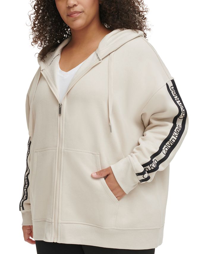 Calvin Klein Plus Size Logo-Stripe Hoodie - Macy's