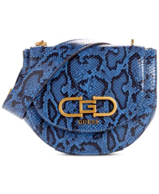 GUESS Fleet Mini Python Print Saddle Crossbody Bag - Macy's