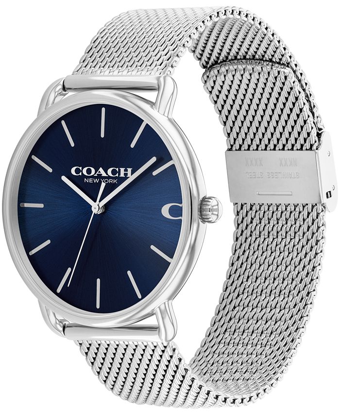 COACH Unisex Elliot Silver-Tone Stainless Steel Mesh Bracelet Watch ...