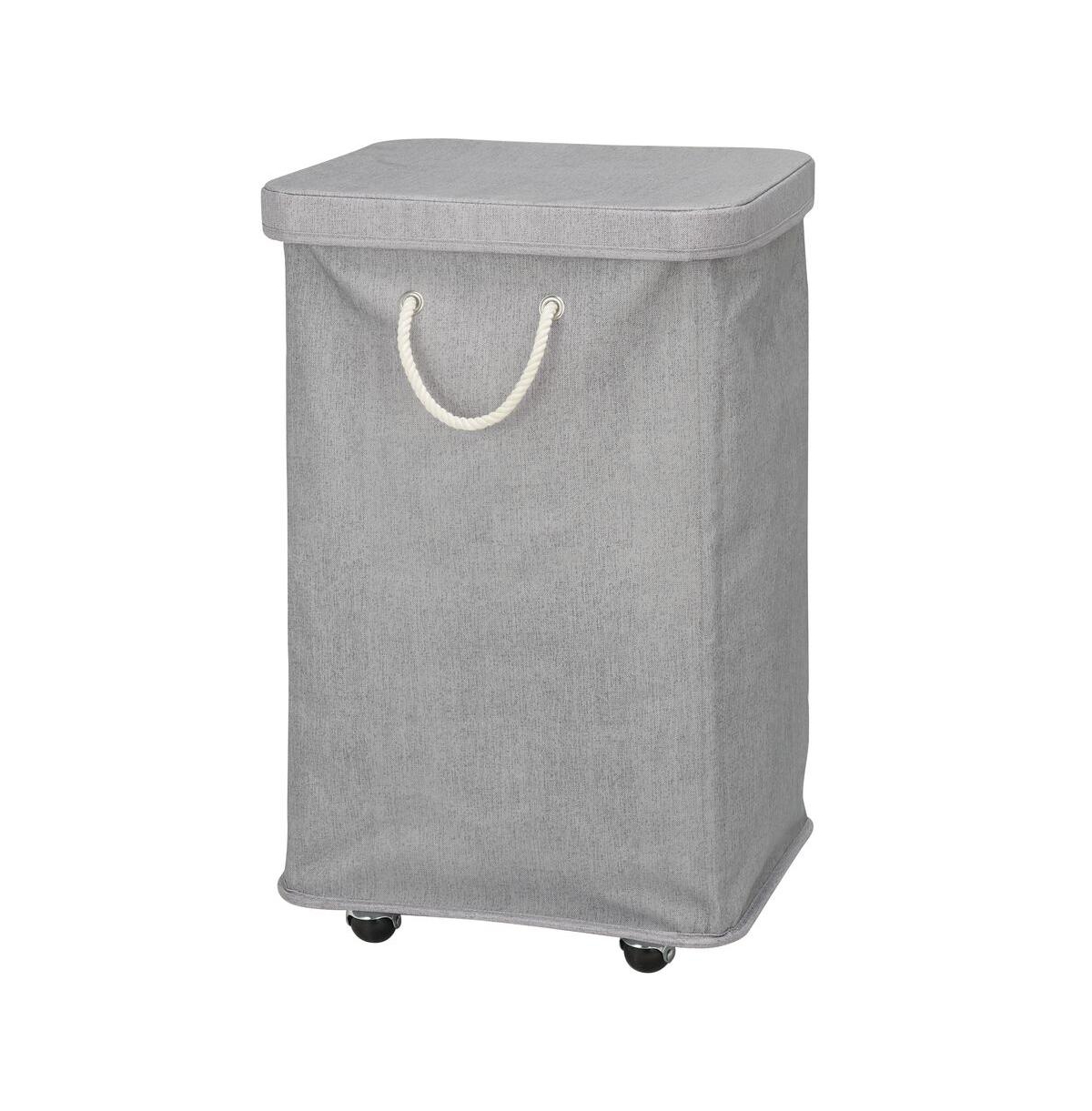 mDesign Polyester Rolling Laundry Hamper with Wheels, Lid, and Handles ...