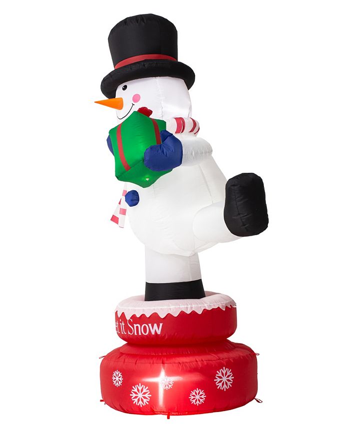 Glitzhome 6' Lighted Inflatable Rotating Snowman Decor - Macy's