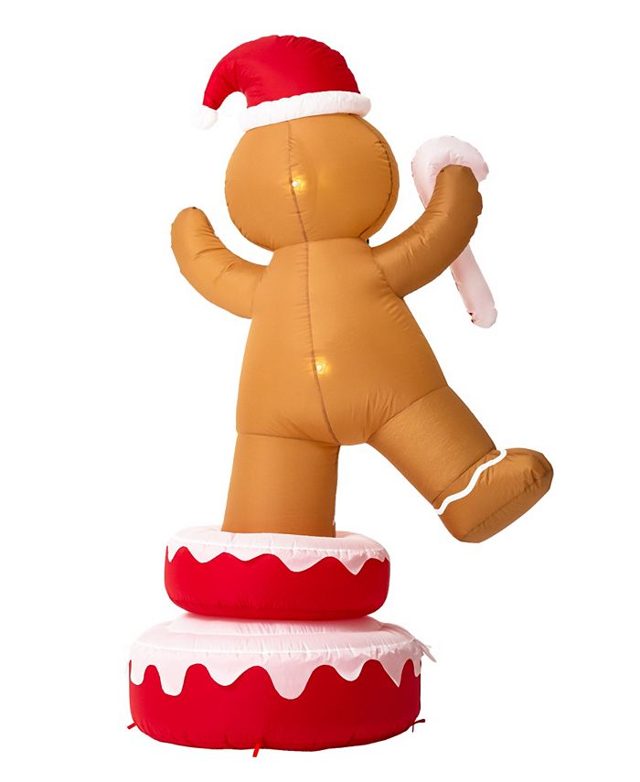 Glitzhome 6' Lighted Inflatable Rotating Gingerbread Man Decor - Macy's