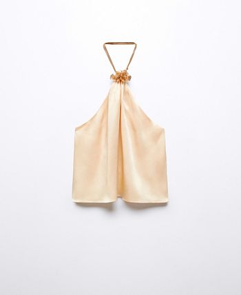 MANGO Women's Metallic Flower Detail Top - Macy's