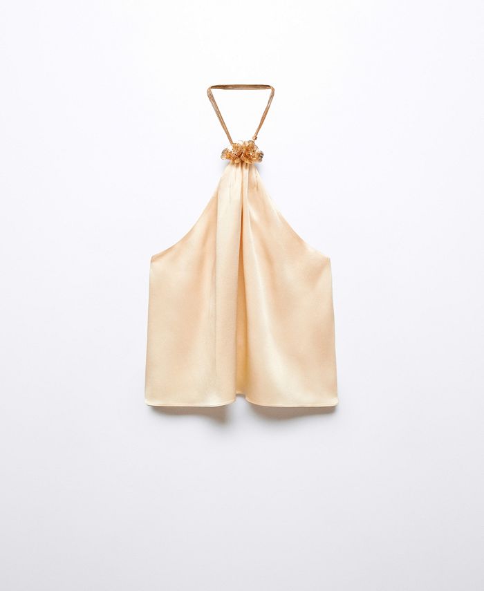 MANGO Women's Metallic Flower Detail Top - Macy's