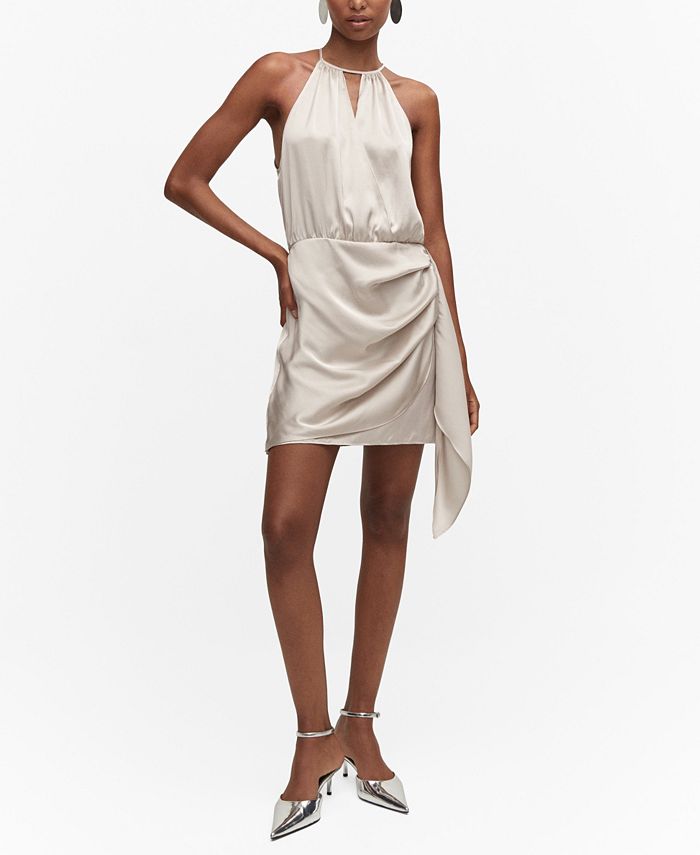 MANGO Women's Satin Halter Neck Dress - Macy's