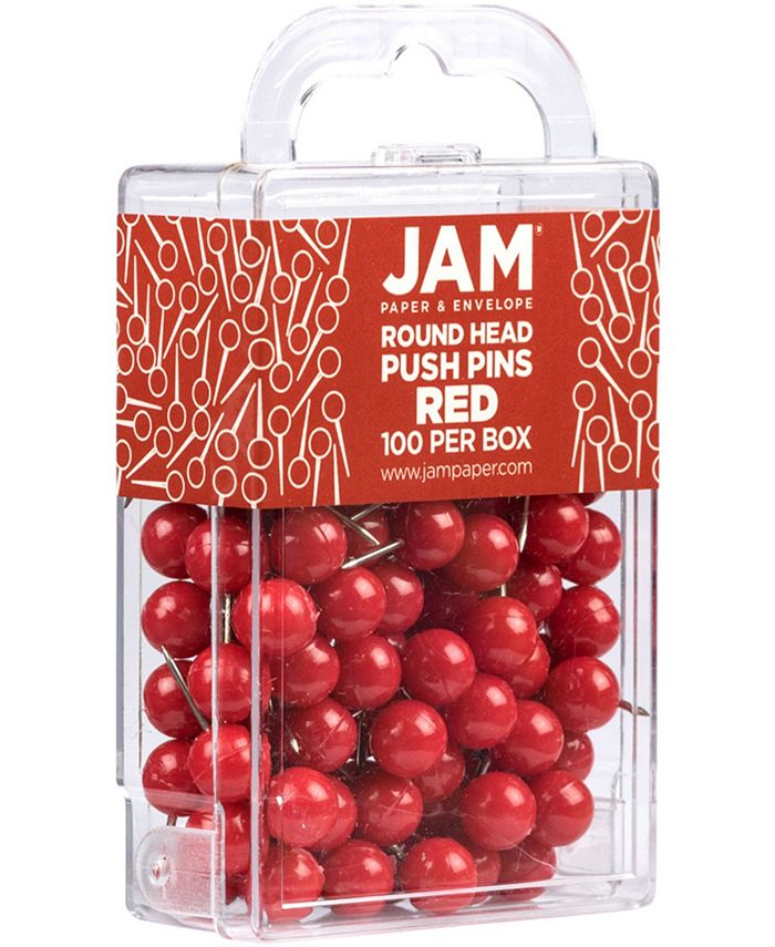 JAM Paper Colorful Push Pins - Round Head Map Thumb Tacks Pushpins ...