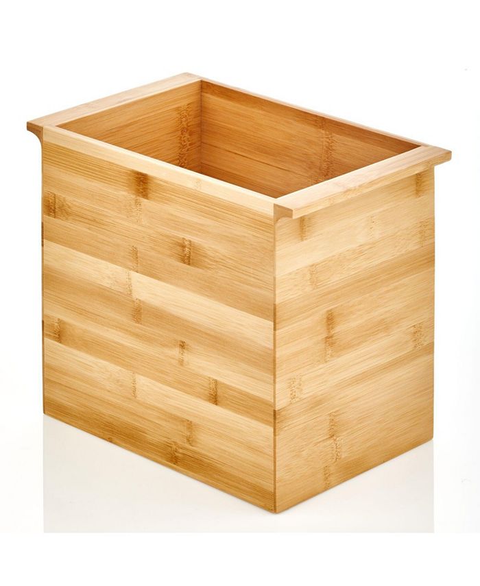 mDesign Bamboo Small Trash Can Wastebasket - Eco-Friendly - Natural ...