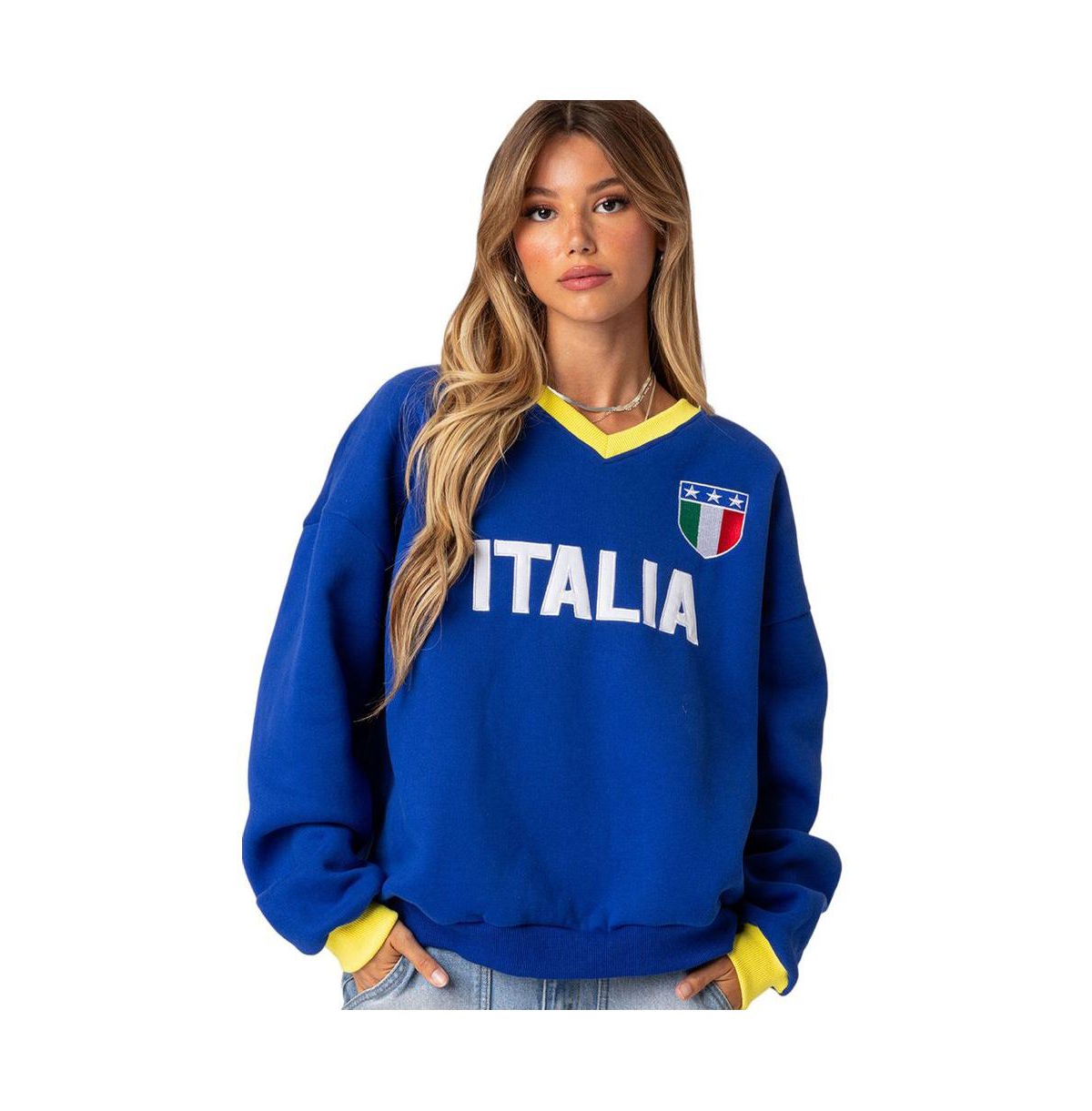 Click here for Womens Italy oversized sweatshirt - Blue prices