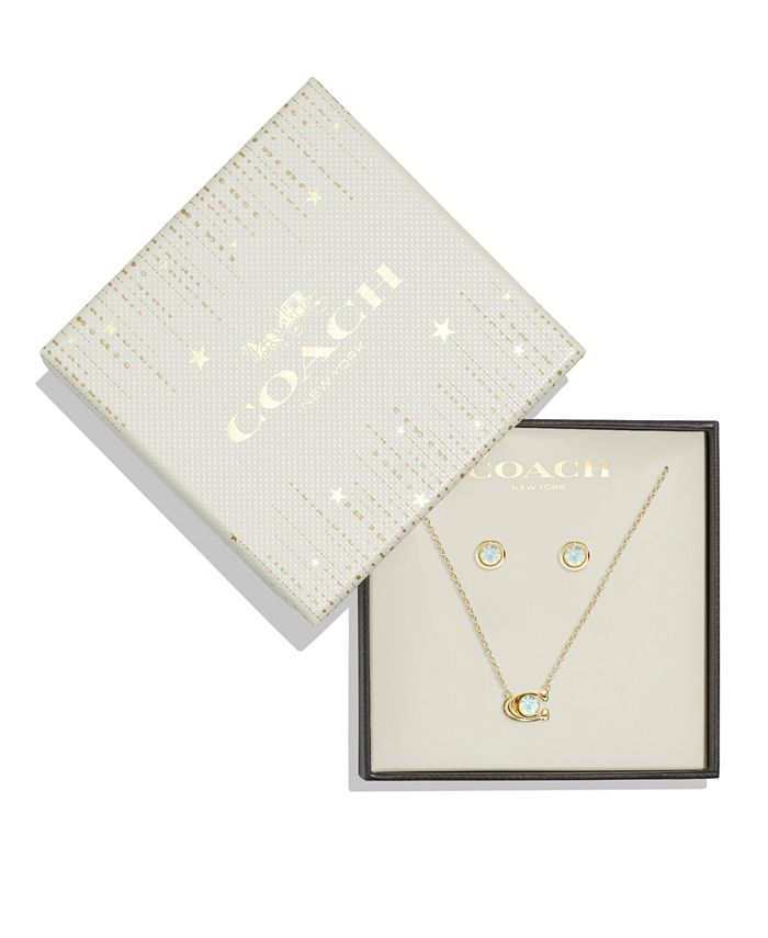 COACH Boxed Faux Stone Signature Sculpted C Jewelry Set - Macy's