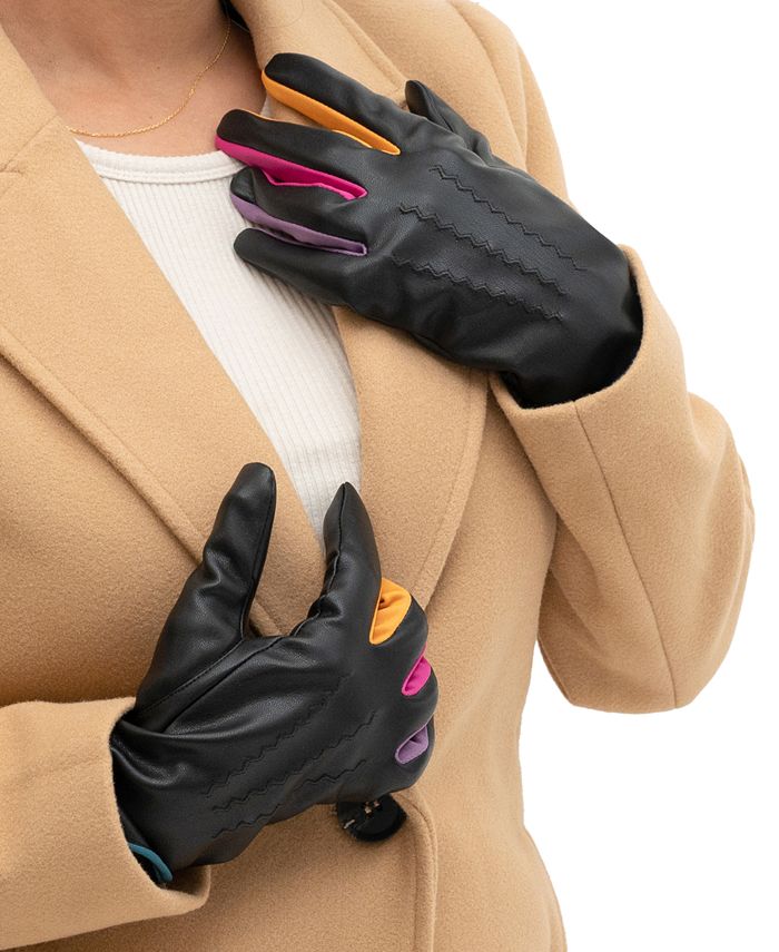 Isotoner Signature Women's Lined Poppy Faux Leather Touchscreen Gloves - Macy's
