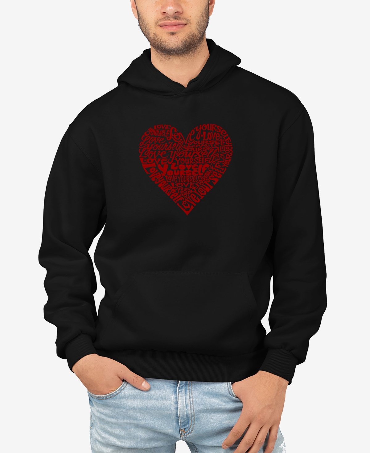 Click here for La Pop Art Mens Love Yourself Word Art Hooded Swea... prices