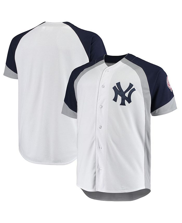Profile Men's White, Navy New York Yankees Big and Tall Colorblock Full ...