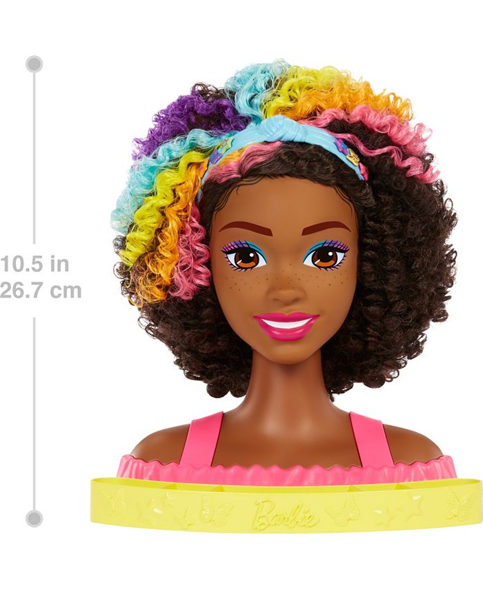 Barbie Deluxe Styling Head, Barbie Totally Hair, Curly Brown Rainbow ...