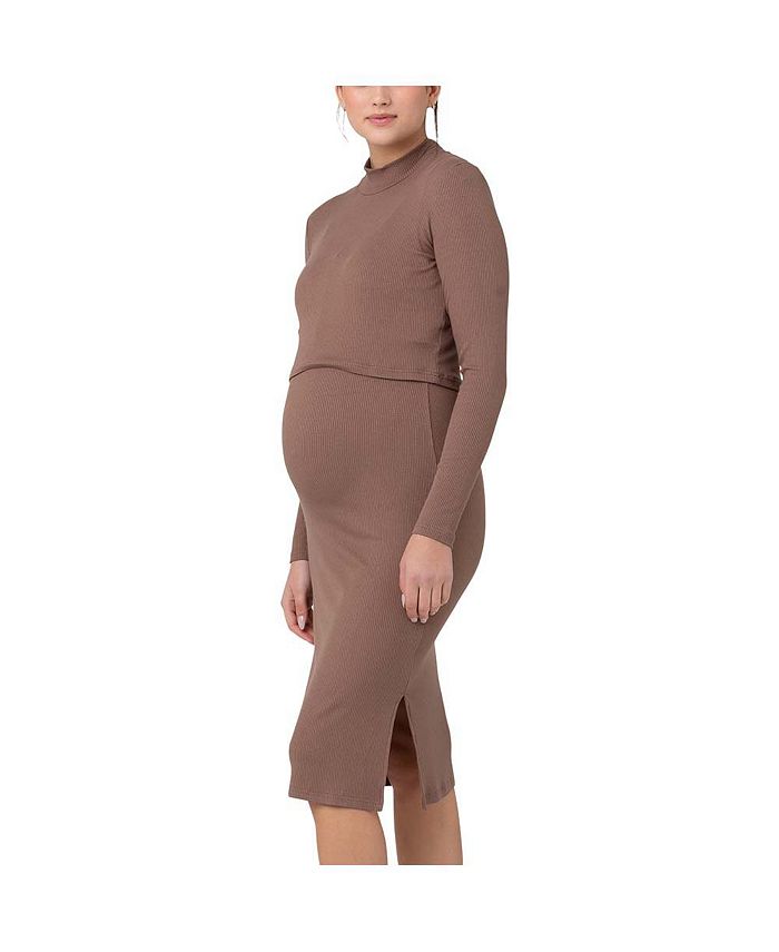 Ripe Maternity Maternity Ripe Ruby Rib Nursing Dress Mocha - Macy's