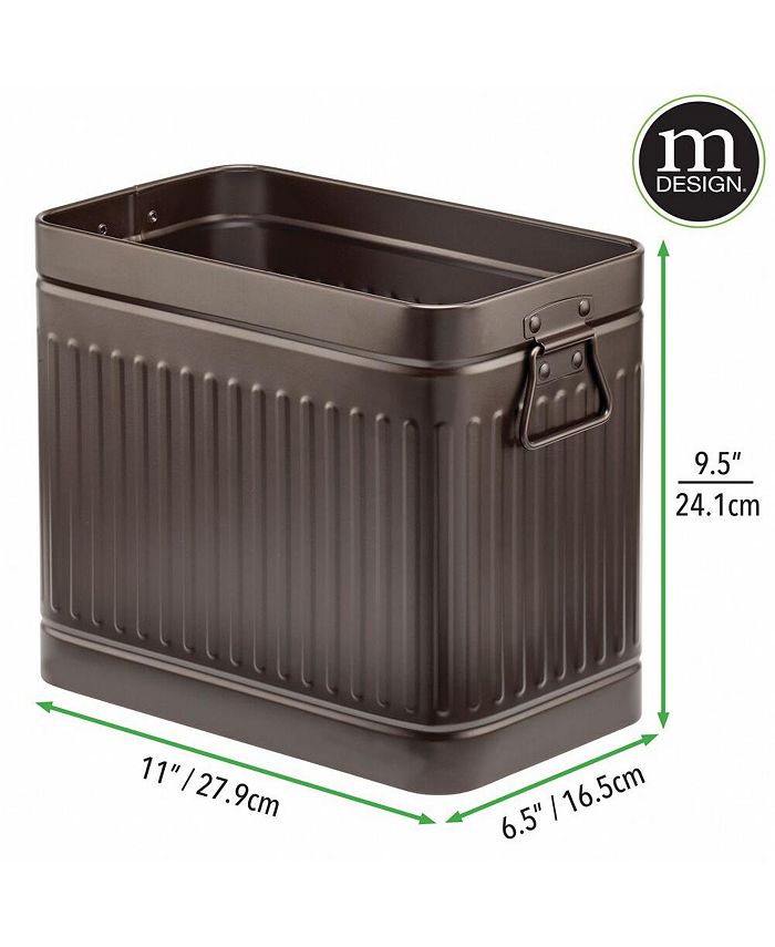 mDesign Metal Rectangle Trash Can Wastebasket, Garbage Bin - Bronze ...