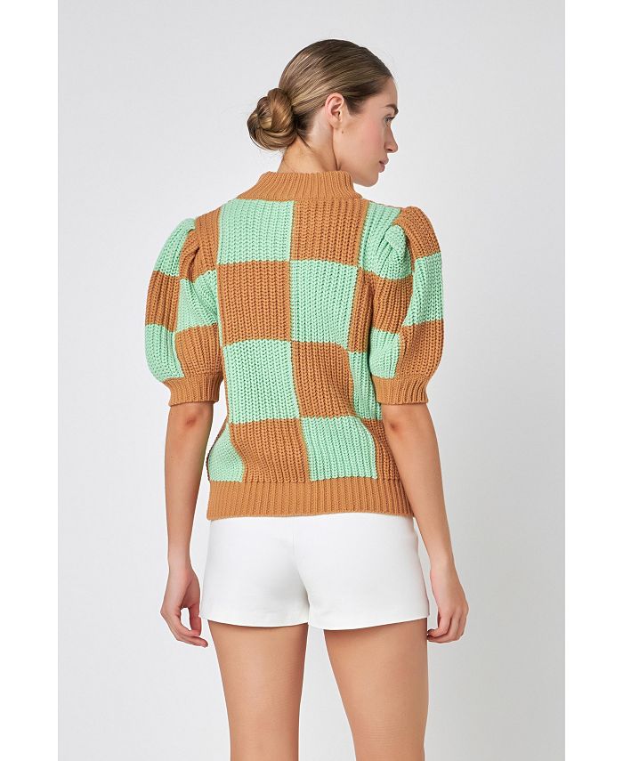 English Factory Women's Check Pattern Sweater - Macy's
