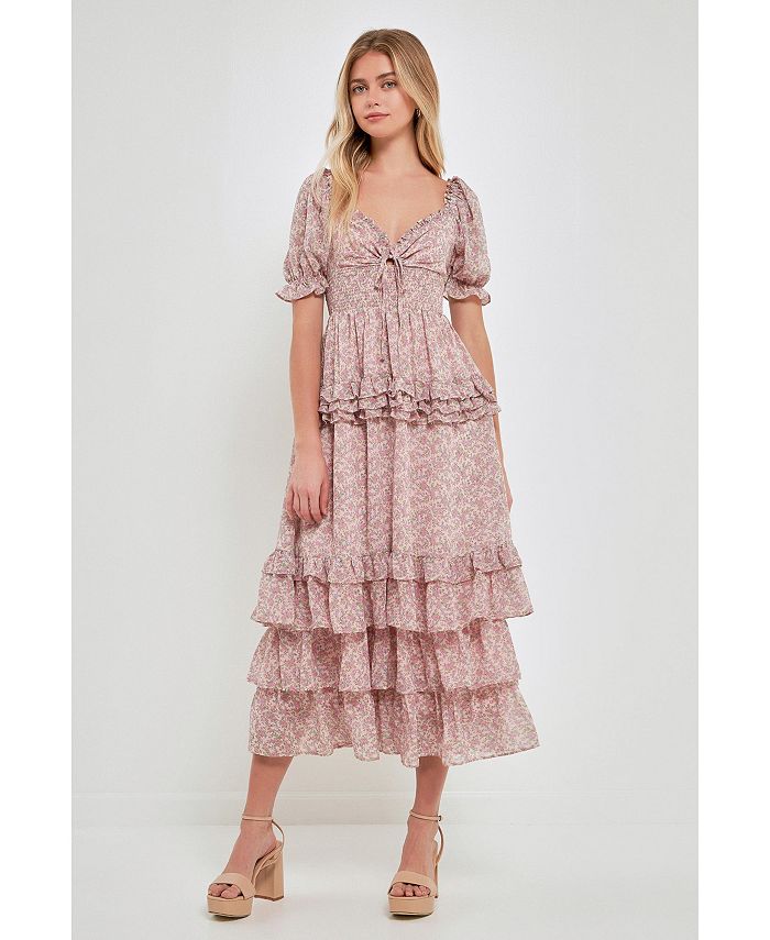 Free the Roses Women's Ruffled Sweetheart Midi Dress - Macy's