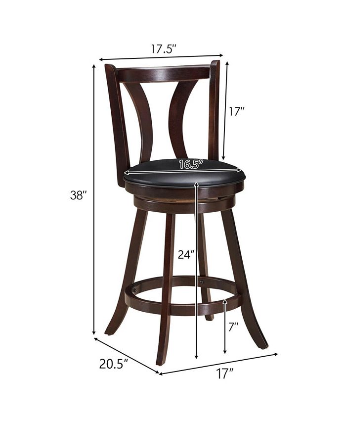 Slickblue 24 Inch Set of 2 Swivel Bar Stools Bar Height Chairs with ...