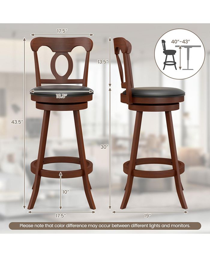 Slickblue Set of 2 30 Inch Swivel Bar Stools with Footrest - Macy's