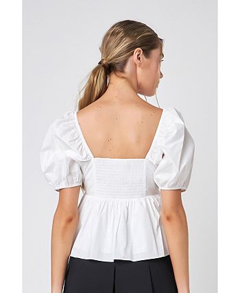 English Factory Women's Poplin Corsage Top - Macy's