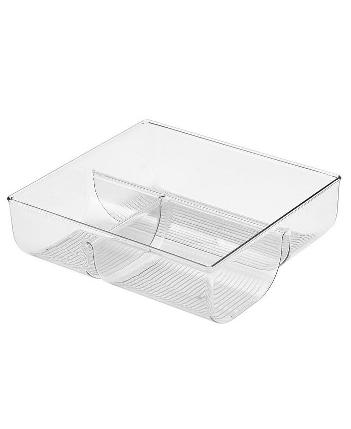 mDesign Plastic Divided Food Storage Container Lid Holder Bin, Clear ...