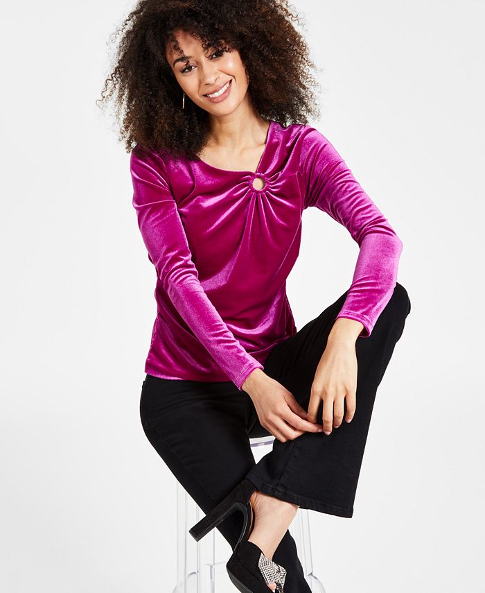 I.N.C. International Concepts Women's Velvet O-Ring Top, Created for ...