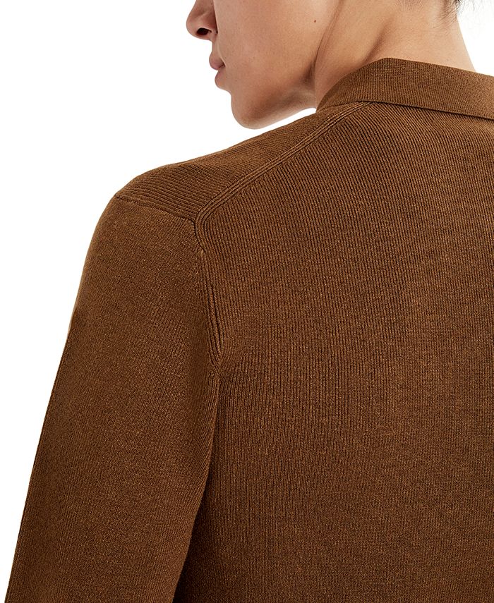 Kenneth Cole Men's Slim-Fit Zip-Placket Long Sleeve Polo Sweater - Macy's