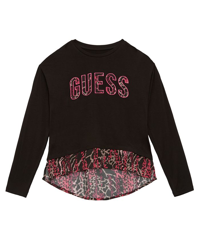 GUESS Big Girls Stretch Knit Top with Embroidered Patch Logo with ...