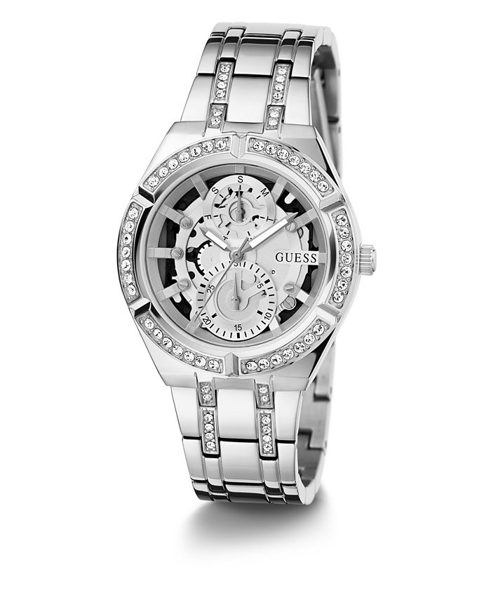 GUESS Women's Multi-Function Silver-Tone Stainless Steel Watch 36mm ...