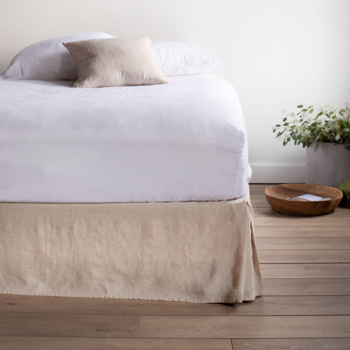 Click here for 100 French Linen Bedskirt - Cal King - Putty heath... prices