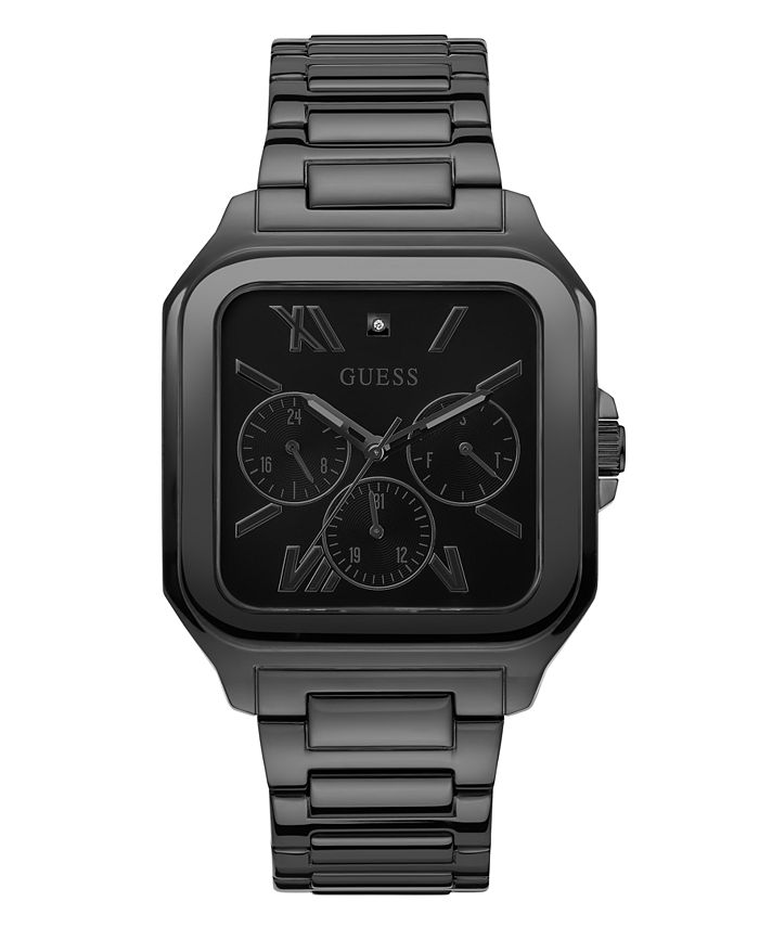 GUESS Men's Multi-Function Black Stainless Steel Watch 42mm - Macy's