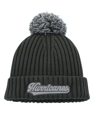 Men's adidas Charcoal Miami Hurricanes Modern Cuffed Knit Hat with Pom ...