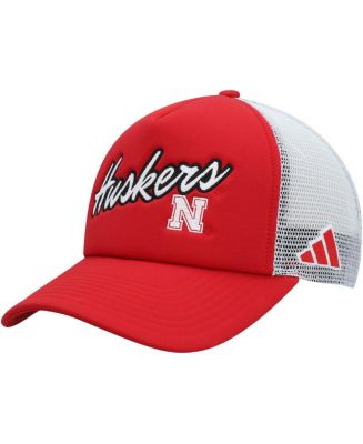Men's adidas Scarlet Nebraska Huskers Script Trucker Snapback Hat - Macy's