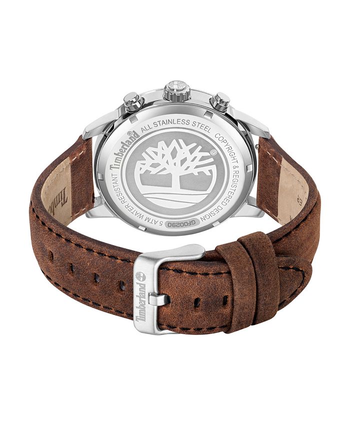 Timberland Men's Quartz Dark Brown Genuine Leather Strap Watch, 44mm ...
