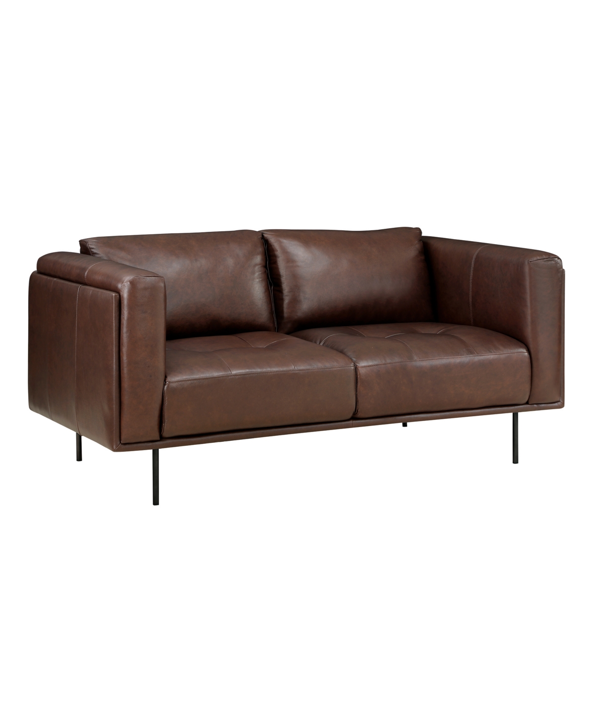 Click here for White Label Solaris 63 Leather Love Seat - Brown prices
