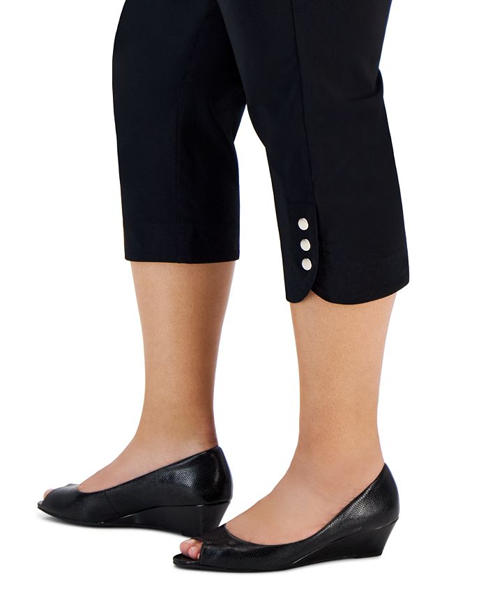 JM Collection Plus Size Snap-Hem Pull-On Capris, Created for Macy's ...