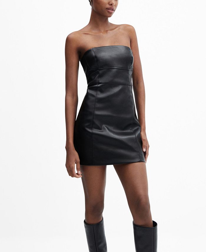 MANGO Women's Faux Leather Sheath Dress - Macy's