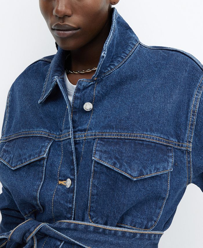 MANGO Women's Belted Denim Jacket - Macy's