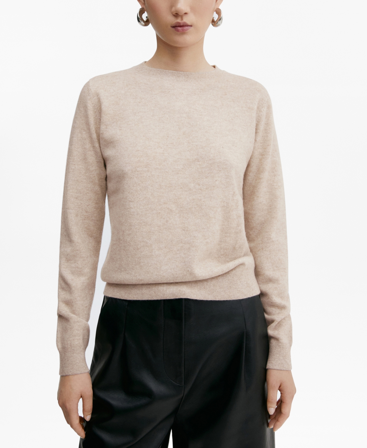 Click here for Mango Womens Cashmere Round-Neck Sweater - Light... prices