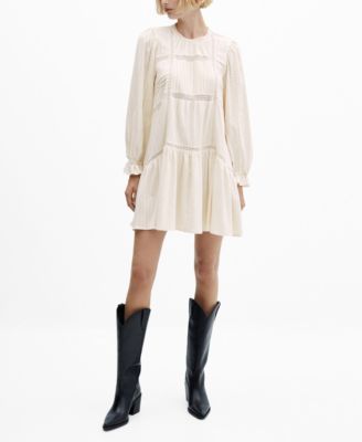 MANGO Women's Puff-Sleeved Embroidered Dress - Macy's