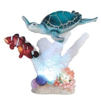 FC Design 7.5"W Sea Turtle with Clownfish on Coral with LED Night Light ...