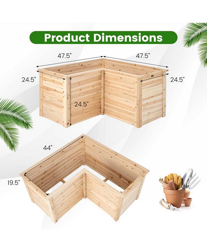 Slickblue 24 Inch L Shaped Wooden Raised Garden Bed With Open Ended