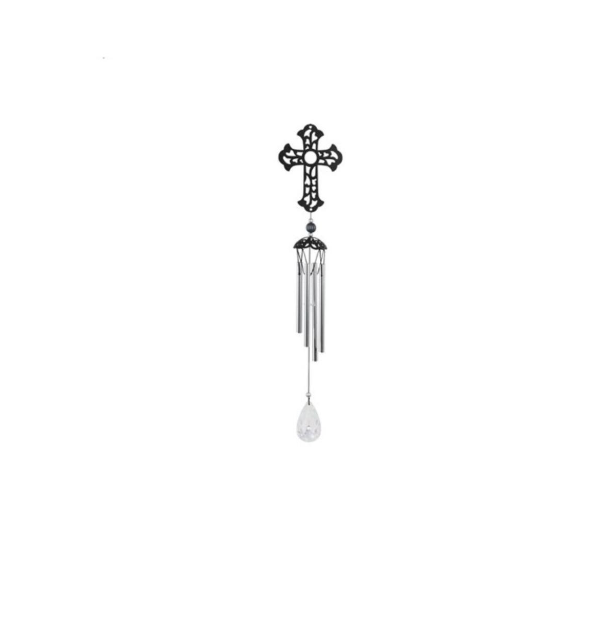 Click here for 25 Long Metal Black Cross Wind Chime - Black prices